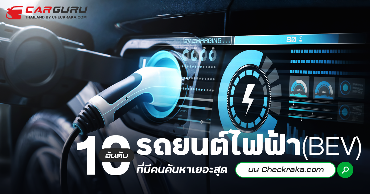 10 อันดับรถยนต์ไฟฟ้า (BEV) ที่มีคนค้นหาเยอะสุดบน Checkraka.com ประจำเดือนตุลาคม 2567 | เช็คราคา.คอม