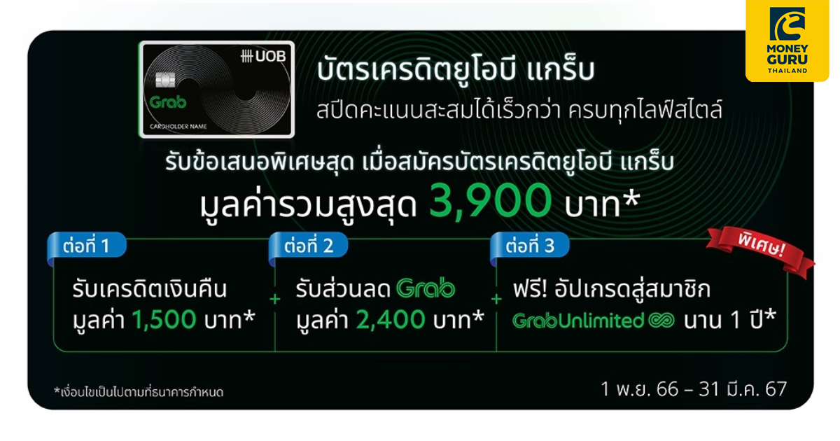 สมัครบัตรเครดิตยูโอบี แกร็บ วันนี้ รับข้อเสนอพิเศษ 3 ต่อ* มูลค่ารวมสูง ...
