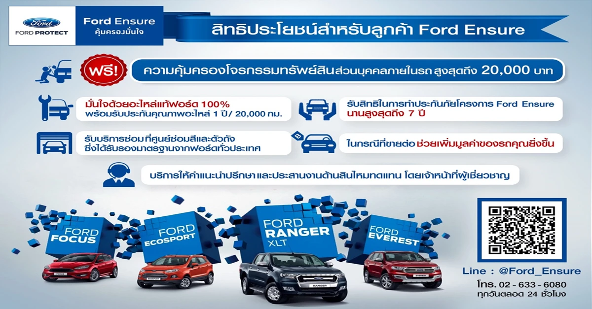 ฟอร์ดยกระดับการบริการหลังการขาย เปิดตัว Ford Ensure ประกันภัยชั้นหนึ่ง ...