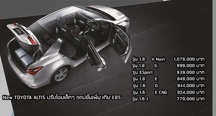 New Toyota Altis ปรับโฉมเล็กๆ ออปชั่นเพิ่ม เติม E85 | เช็คราคา.คอม